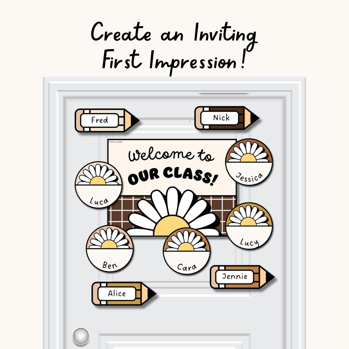 Neutral Classroom Door Sign: Editable Teacher Decor (digital Download ...