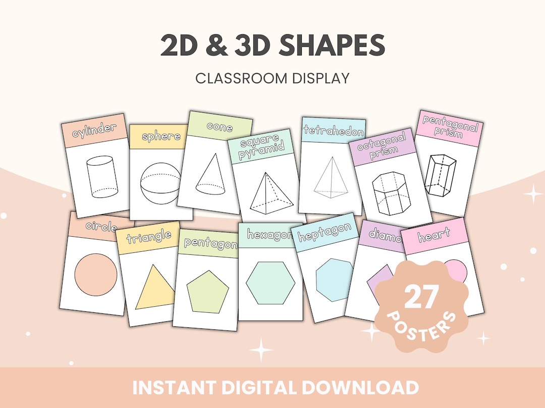 Shape Posters Classroom Display Bundle | 2D and 3D Shape Posters ...