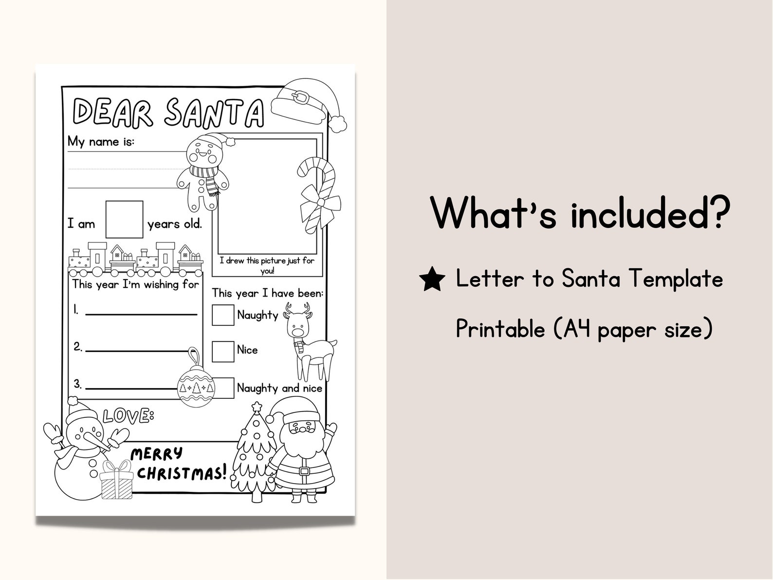 Letter to Santa Template Printable | Kids Letter to Santa | Dear Santa ...