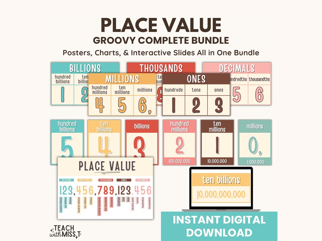 Place Value Chart Groovy Classroom Decor | Groovy Place Value Display ...