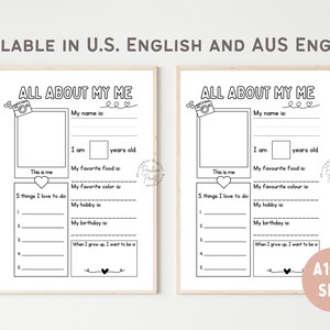 All About My Family Printable Template All About Me Mom Dad | Etsy