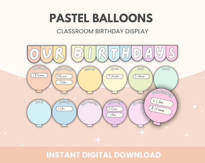 Balloon Animal Birthday Display, Birthday Chart, Balloon Printable ...