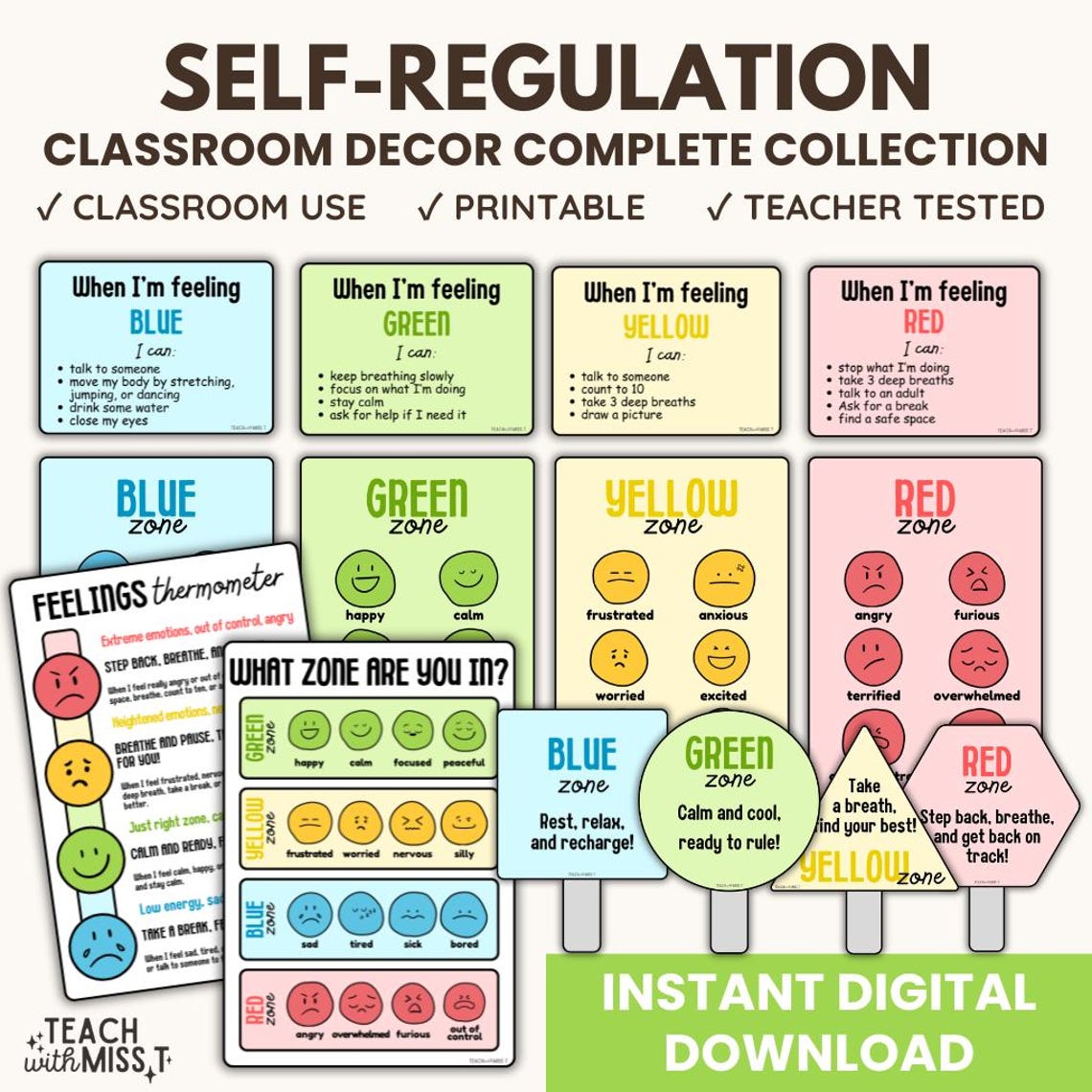 Self-regulation Display Bundle: Feelings Thermometer, Self-regulation ...