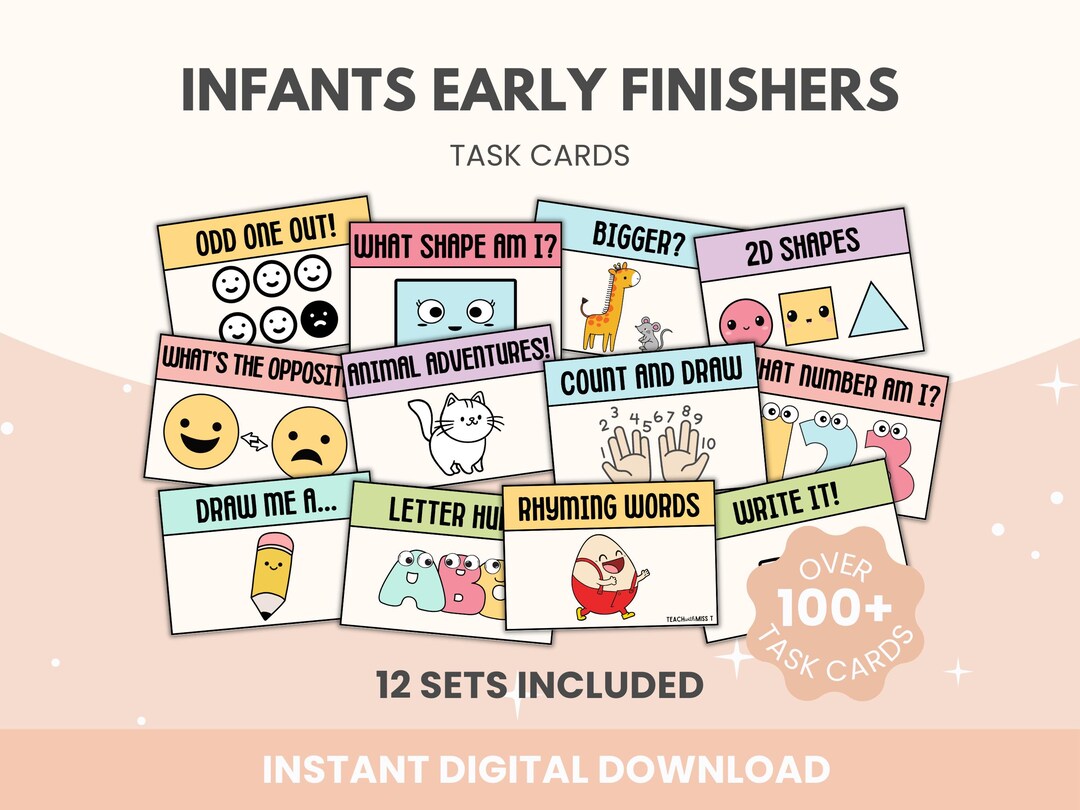 Infants Early Finishers Task Cards | Early Finisher Activities ...