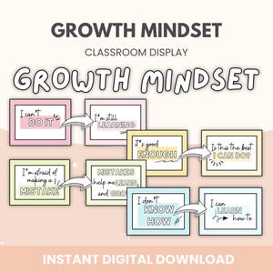 Pastel Rainbow Growth Mindset Classroom Display: Social Emotional ...