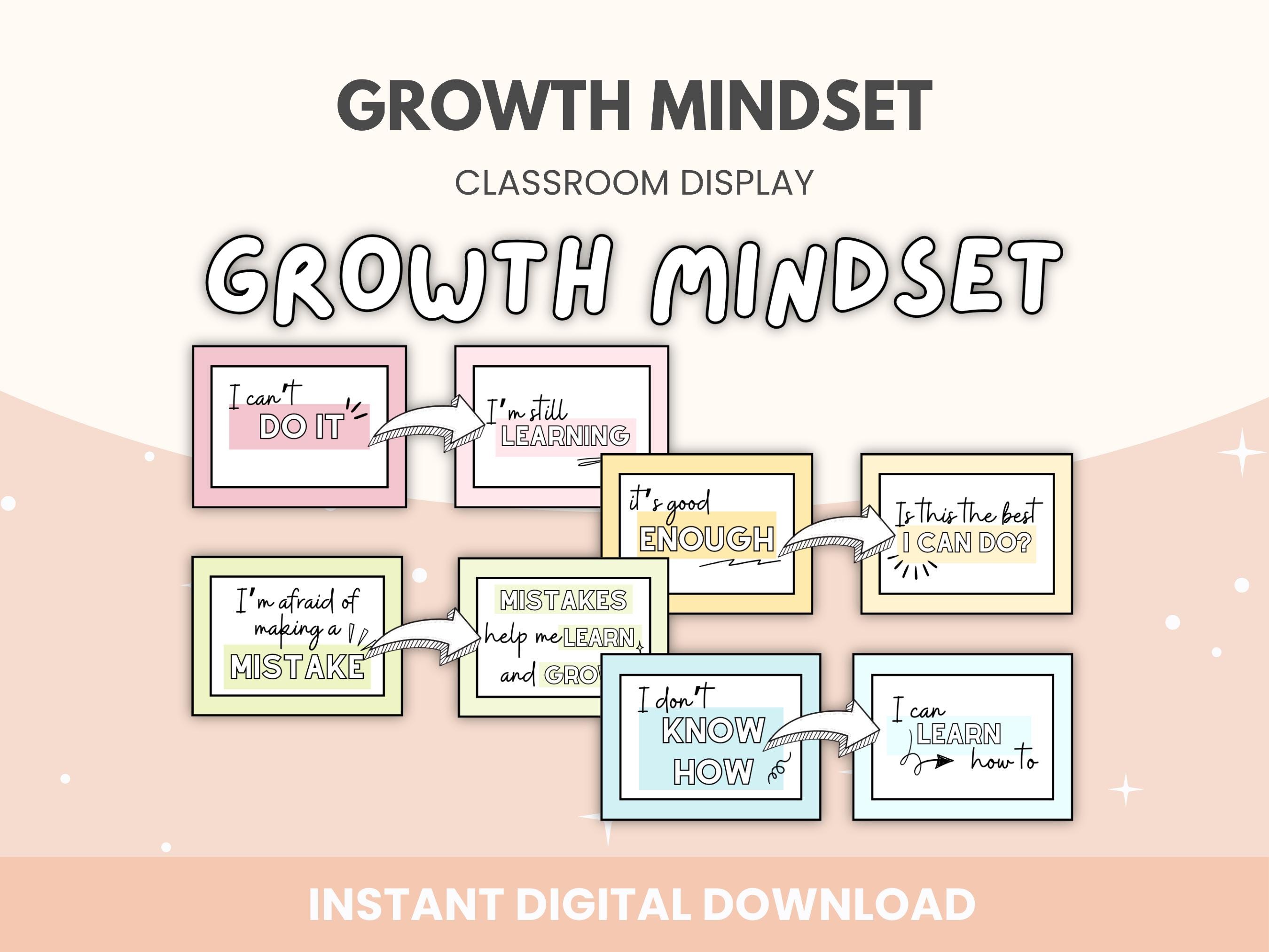 Pastel Rainbow Growth Mindset Classroom Display: Social Emotional ...