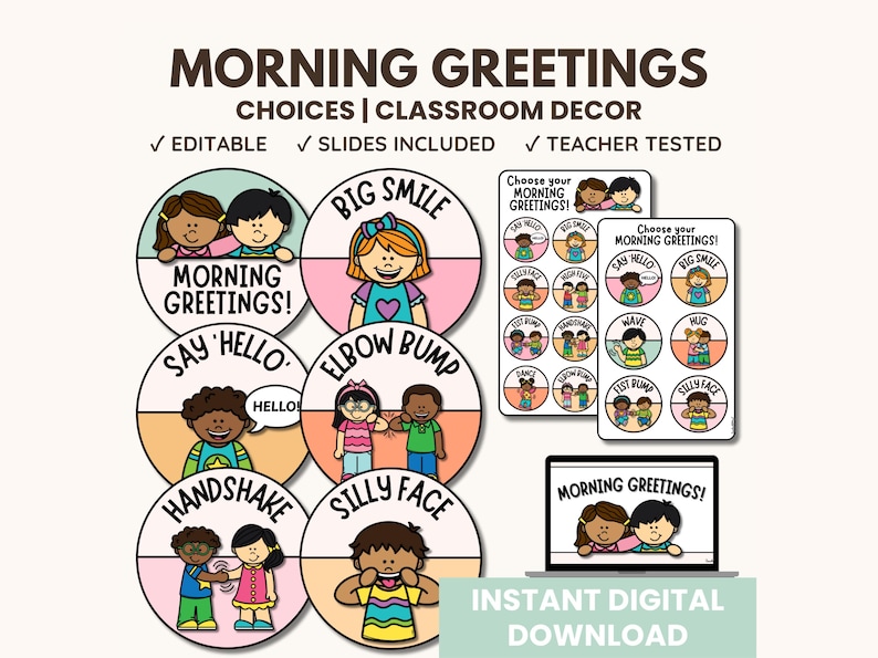 Boho Classroom Greetings Poster: Editable Morning Routine (digital ...