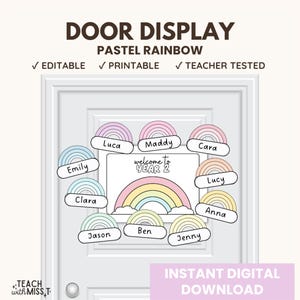 Pastel Rainbow Classroom Door Display: Editable Welcome Sign (digital ...