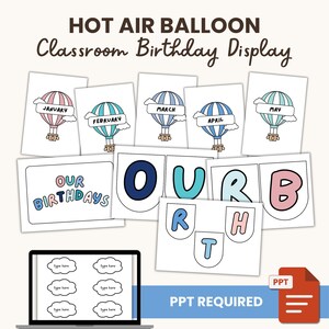 Hot Air Balloon Birthday Classroom Display Kit: Modern Boho Classroom ...