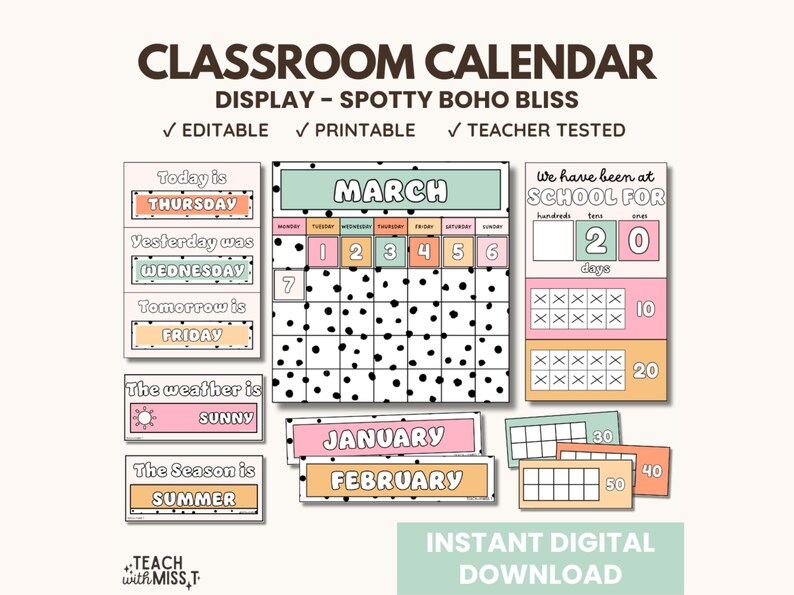 Boho Classroom Calendar Display: Weather Chart (digital Download) - Etsy