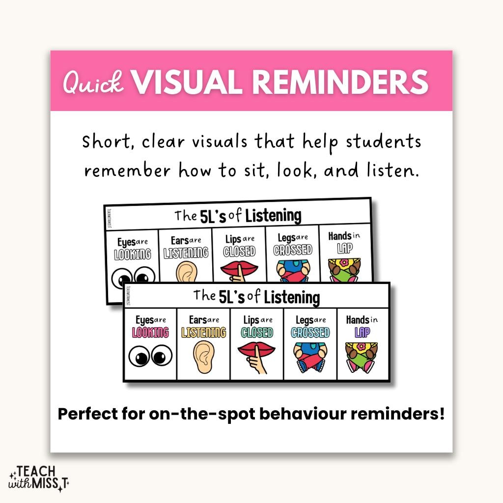 Whole Body Listening Visual Reminder Strips: 5l's of Listening ...