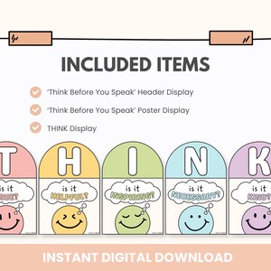 Think Before You Speak Poster: Classroom Management, Social Emotional ...