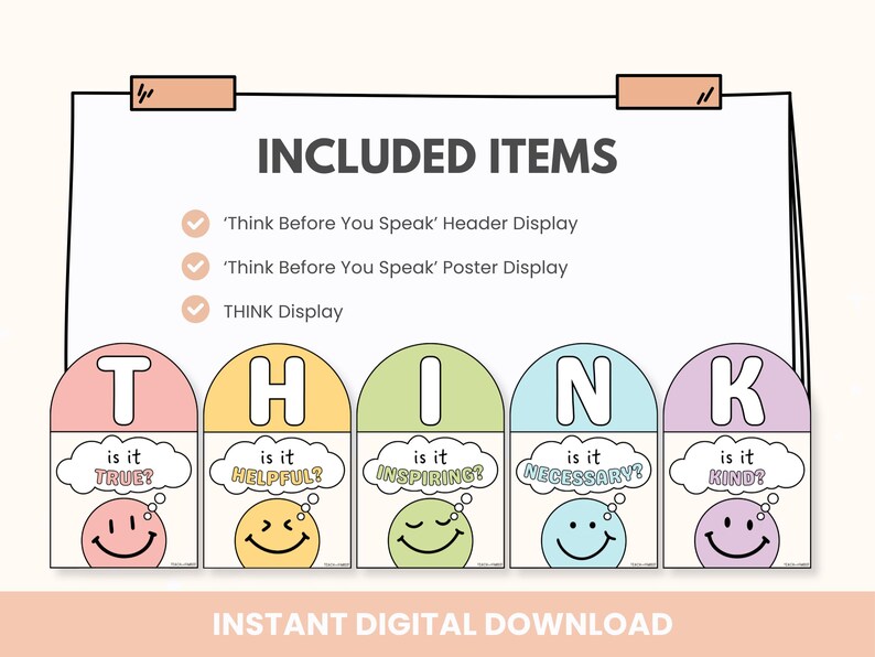 Think Before You Speak Poster: Classroom Management, Social Emotional ...