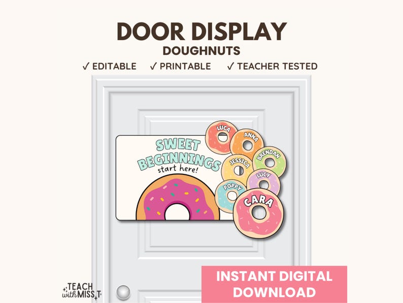 Doughnut Classroom Door Display: Rainbow Classroom Decor (digital ...