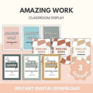 Boho Amazing Work Coming Soon Posters Display | Groovy Classroom Poster ...