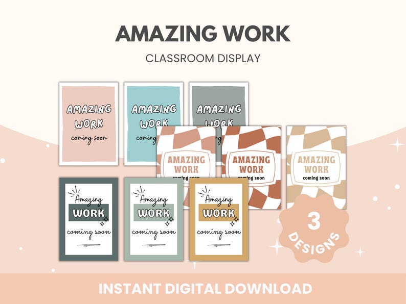 Boho Amazing Work Coming Soon Posters Display | Groovy Classroom Poster ...