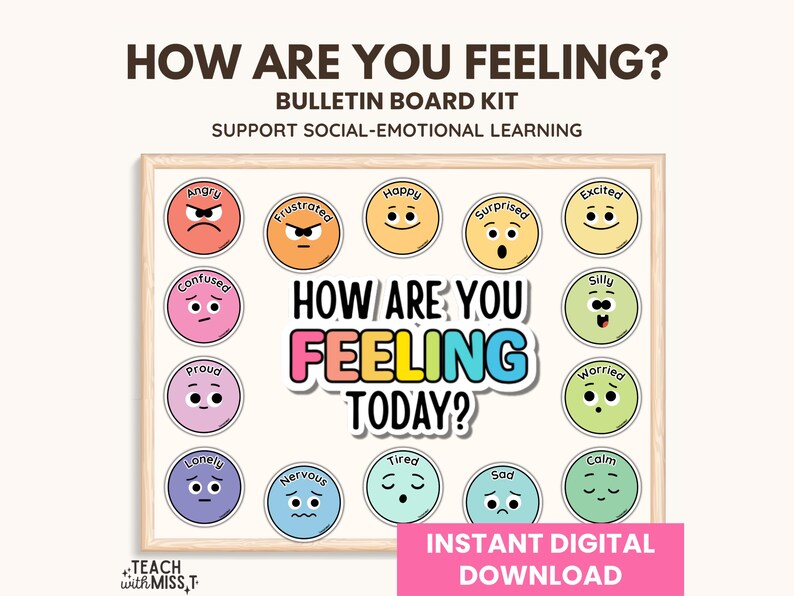 Feelings Bulletin Board Kit: Social Emotional Learning, Rainbow ...