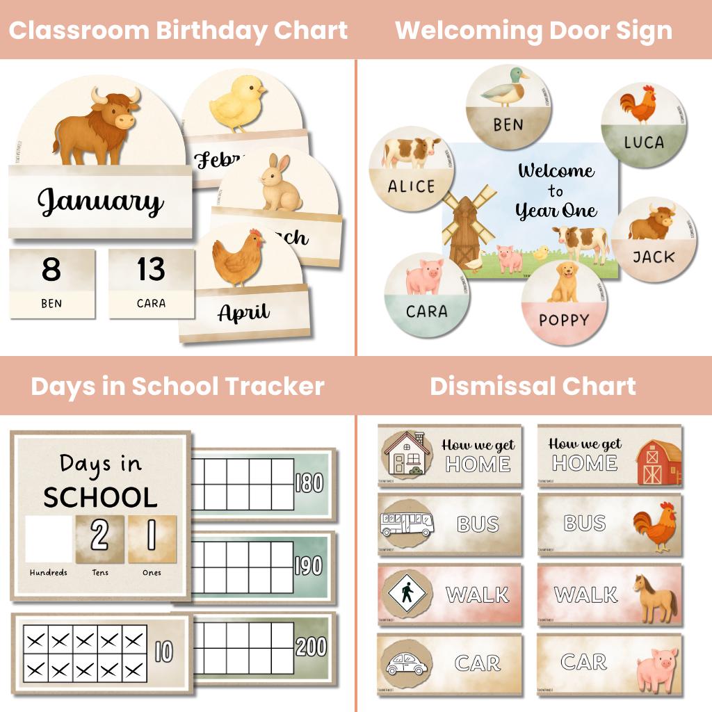 Farm Themed Classroom Decor Bundle | Editable Classroom Decor Bundles ...