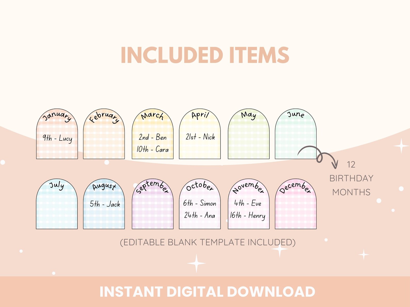 Pastel Gingham Classroom Birthday Display (digital Download) - Etsy