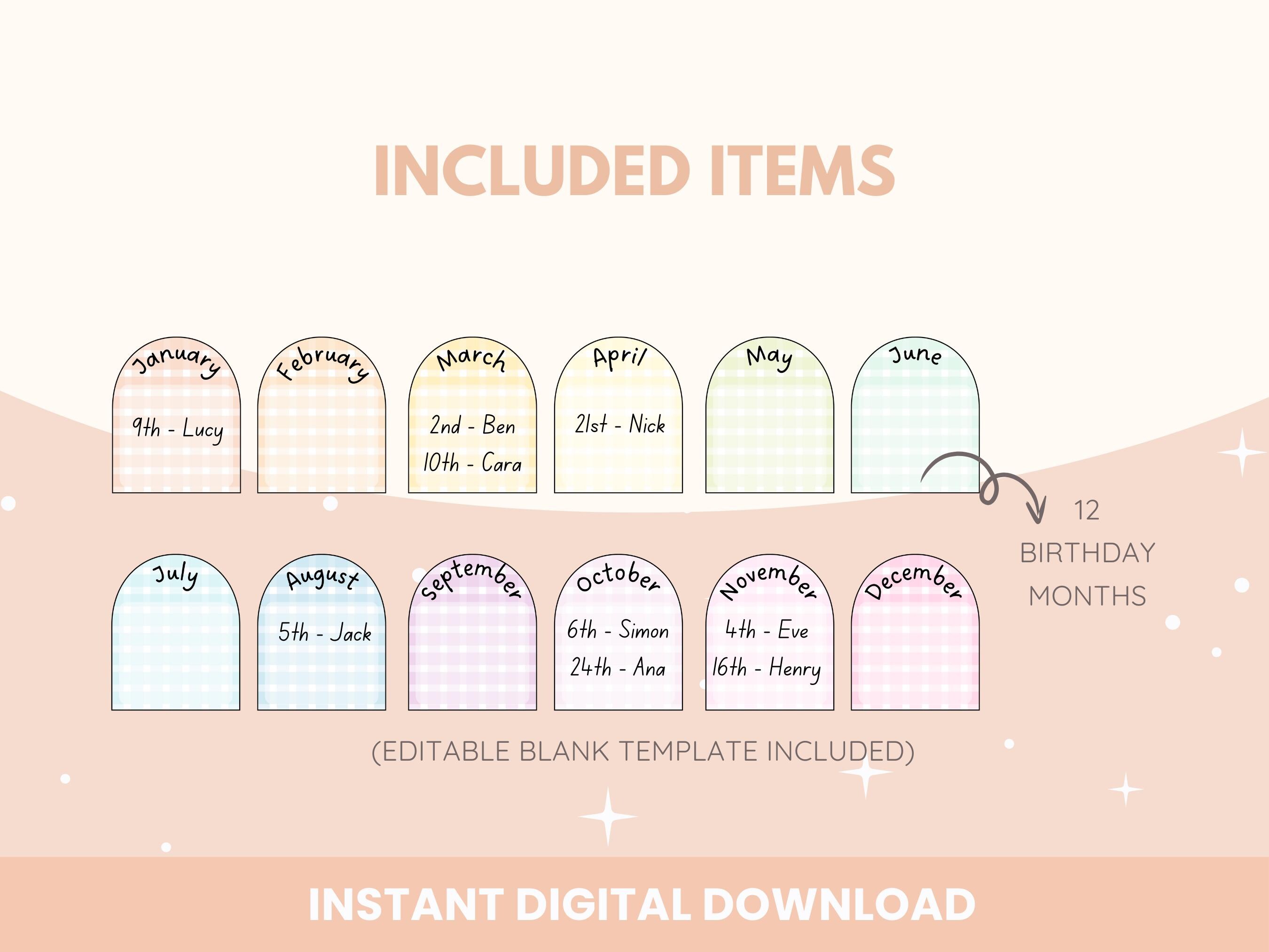 Pastel Gingham Classroom Birthday Display (digital Download) - Etsy
