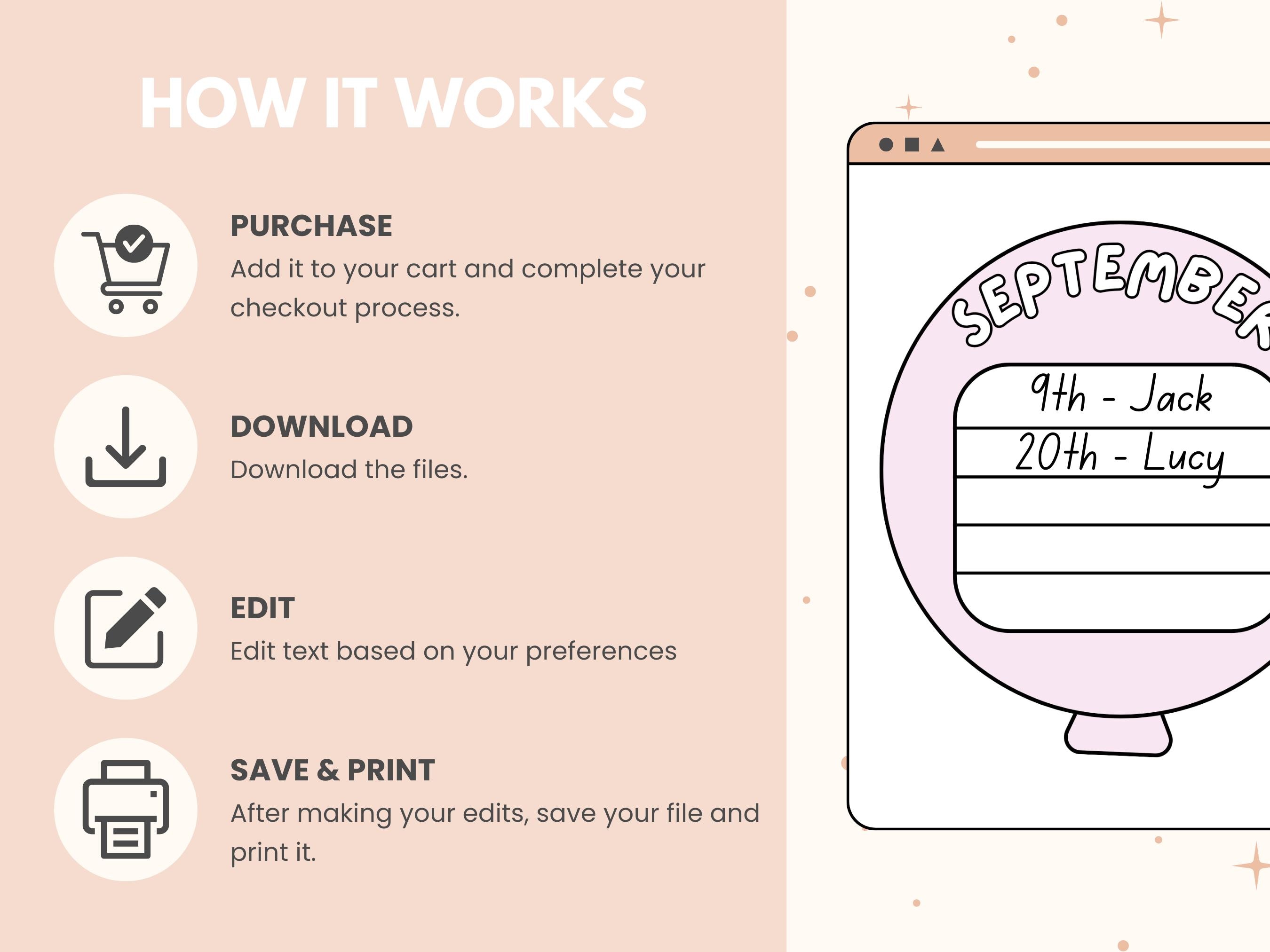 Balloons Classroom Birthday Display: Bulletin Board Kit (digital ...