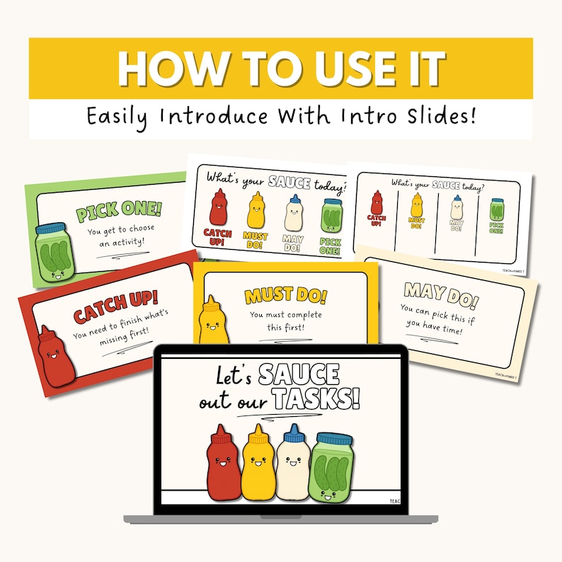 Classroom Task Display Kit: Ketchup, Mustard, Mayo Theme (digital ...