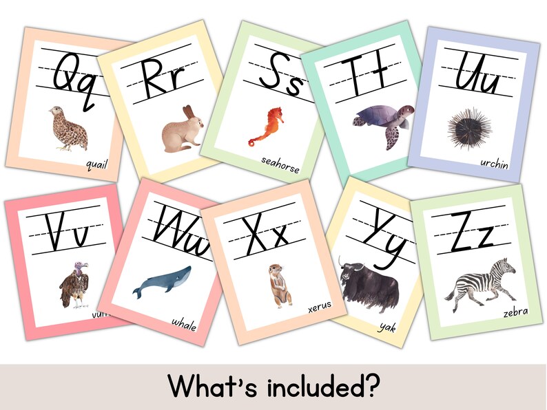 Watercolor Animal Alphabet Posters: Calm Classroom Decor (digital ...