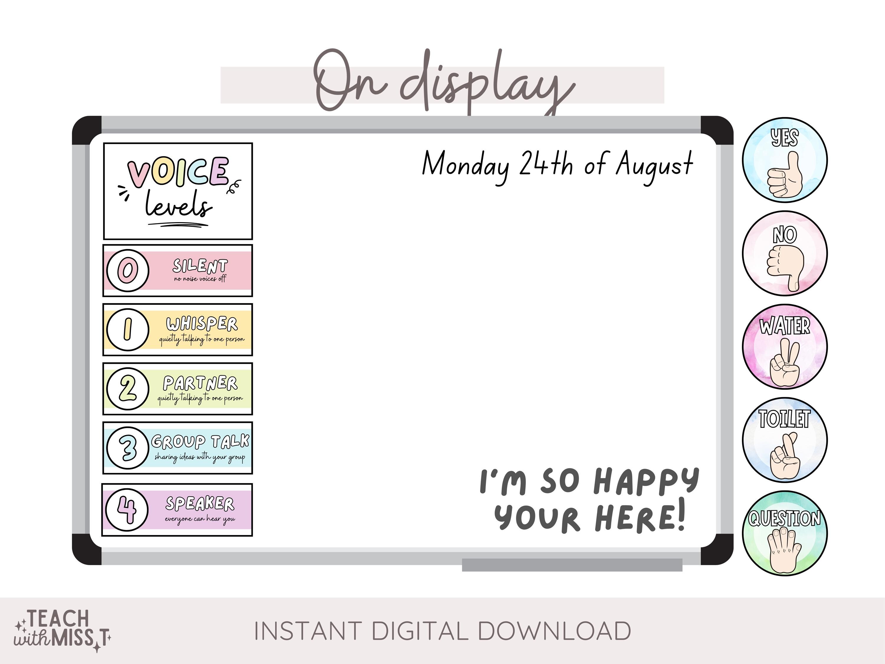 Watercolour Classroom Hand Signals Display Hand Signals Classroom ...