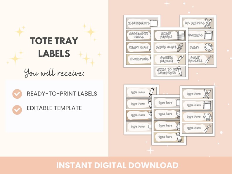 Neutral Classroom Tote Tray Labels: Classroom Decor (digital Download ...