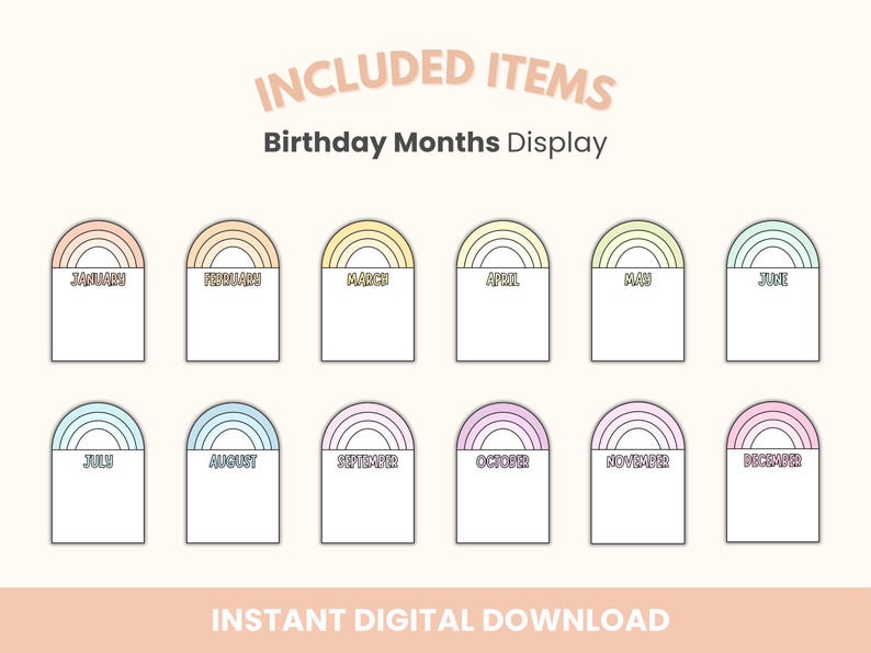 Pastel Rainbow Classroom Birthday Display Classroom Birthday Bulletin ...