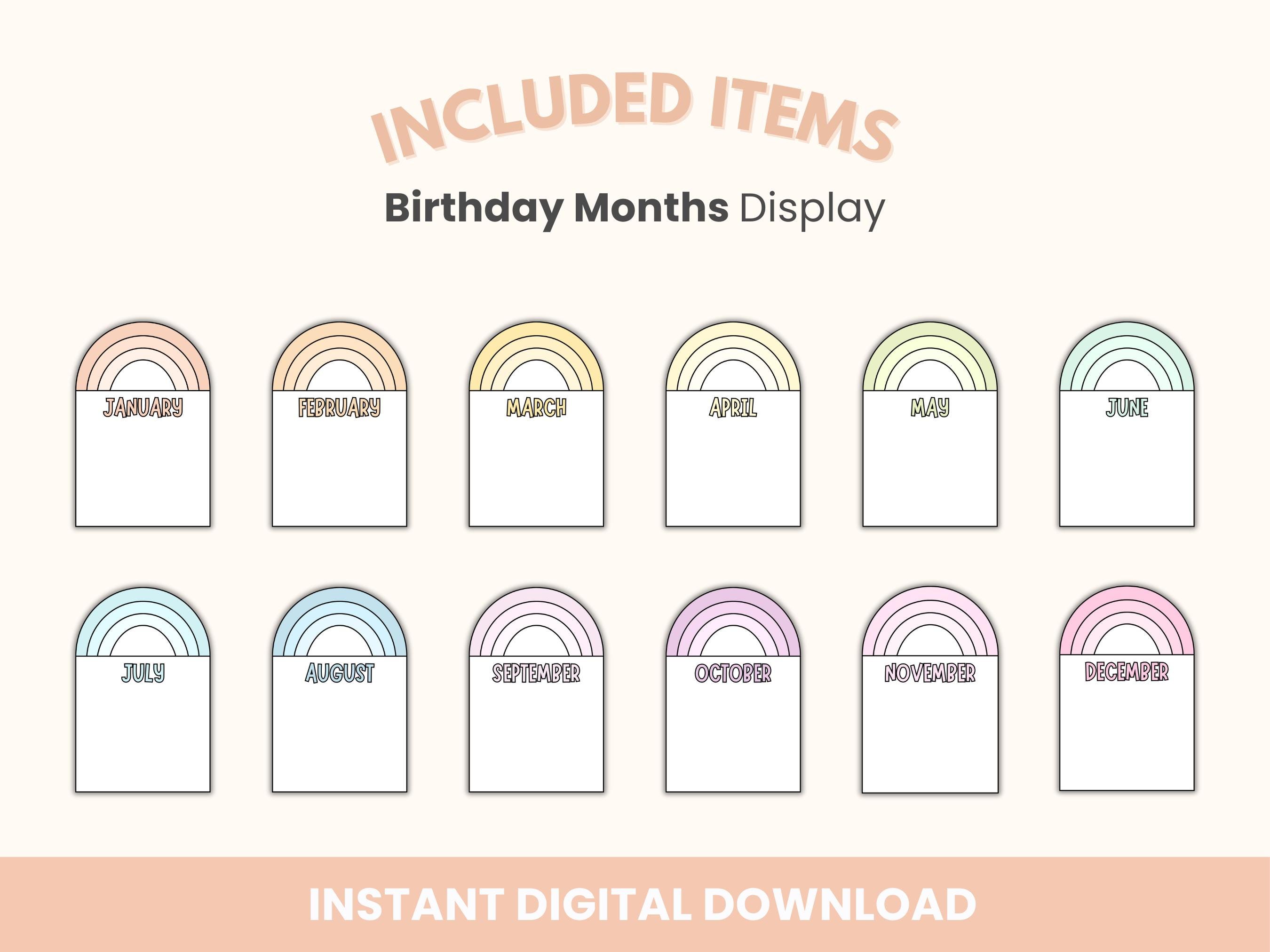 Pastel Rainbow Classroom Birthday Display (digital Download) - Etsy