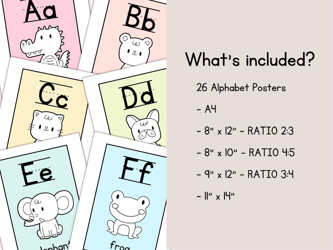Pastel Animals Alphabet Posters for Classroom Displays Alphabet Posters ...