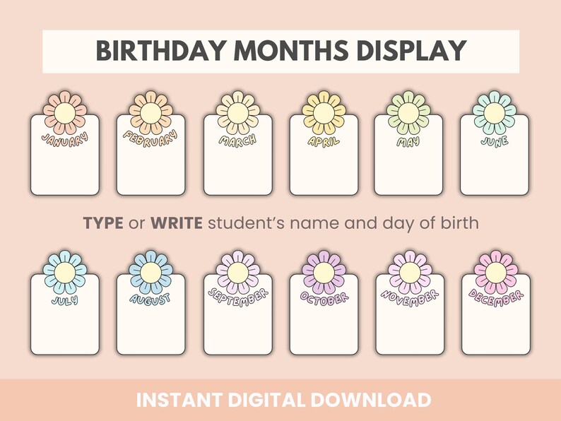 Pastel Rainbow Birthday Bulletin Board Display (digital Download) - Etsy