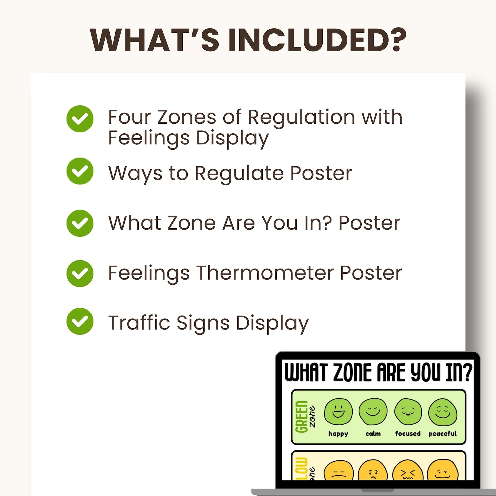 Zones of Regulation Display Bundle: Feelings Thermometer, Self ...