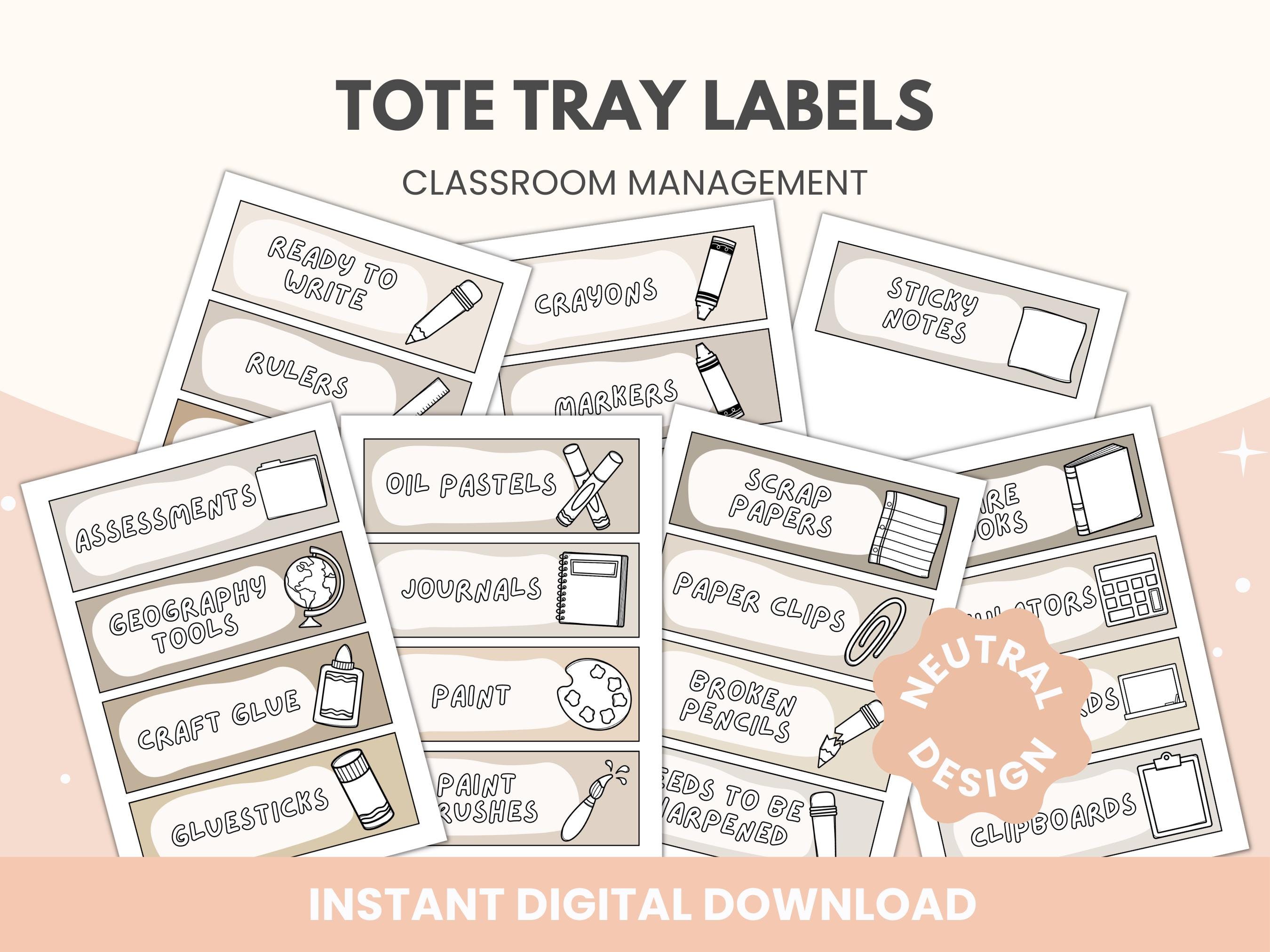 Neutral Classroom Tote Tray Labels: Classroom Decor (digital Download ...