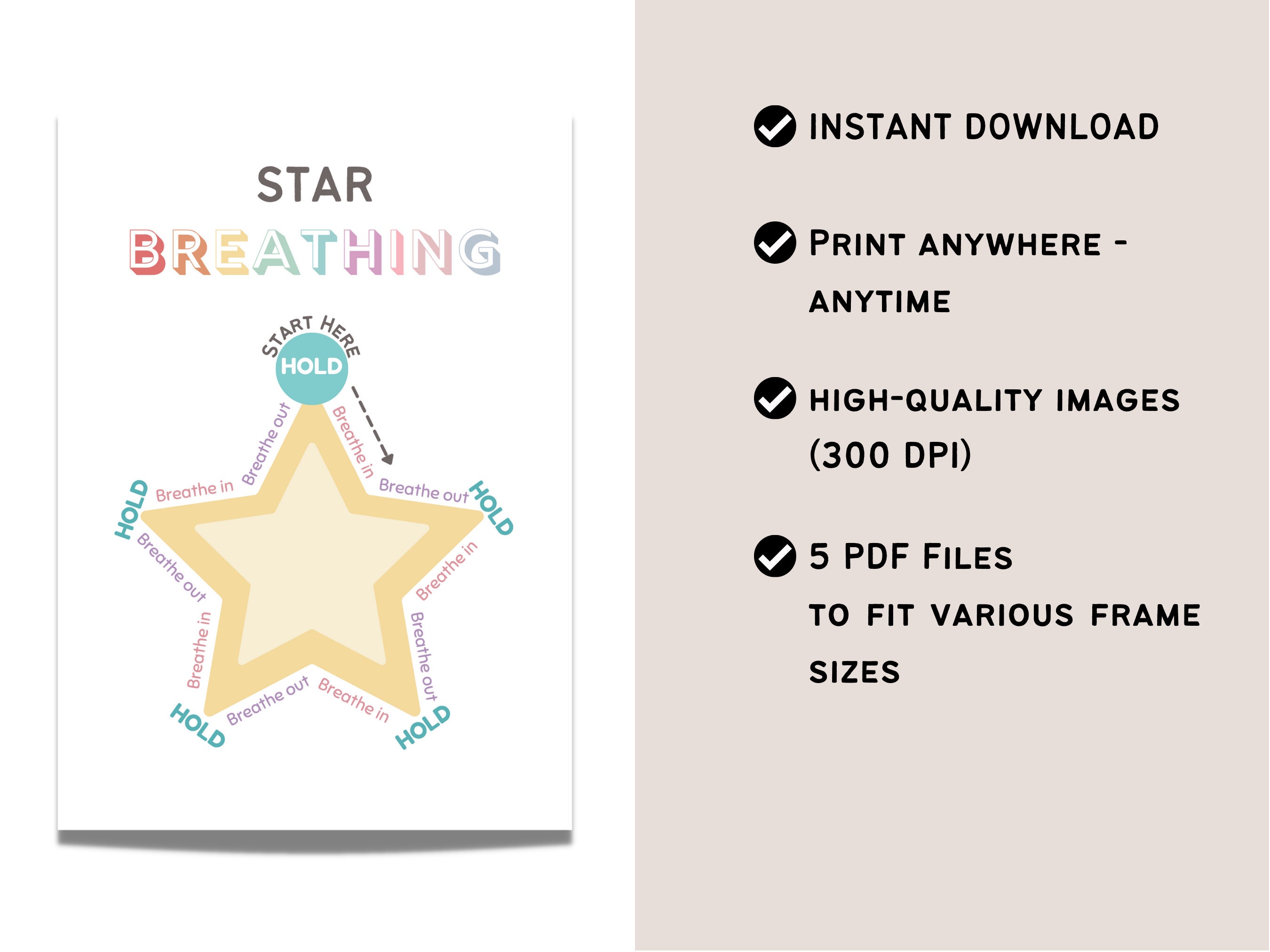 Star Breathing Poster Mindfulness Breathing Mental Health - Etsy