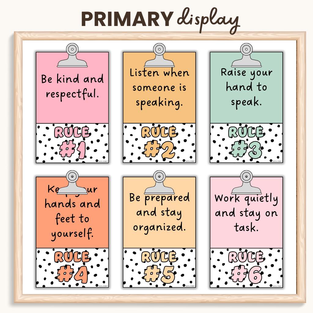 Boho Classroom Rules Posters: Spotty Classroom Decor (digital Download ...