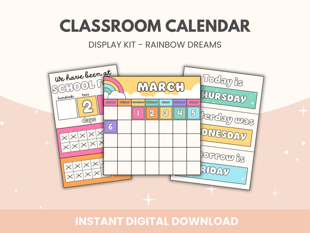 Rainbow Dreams Calendar Display Kit | Rainbow Classroom Management ...