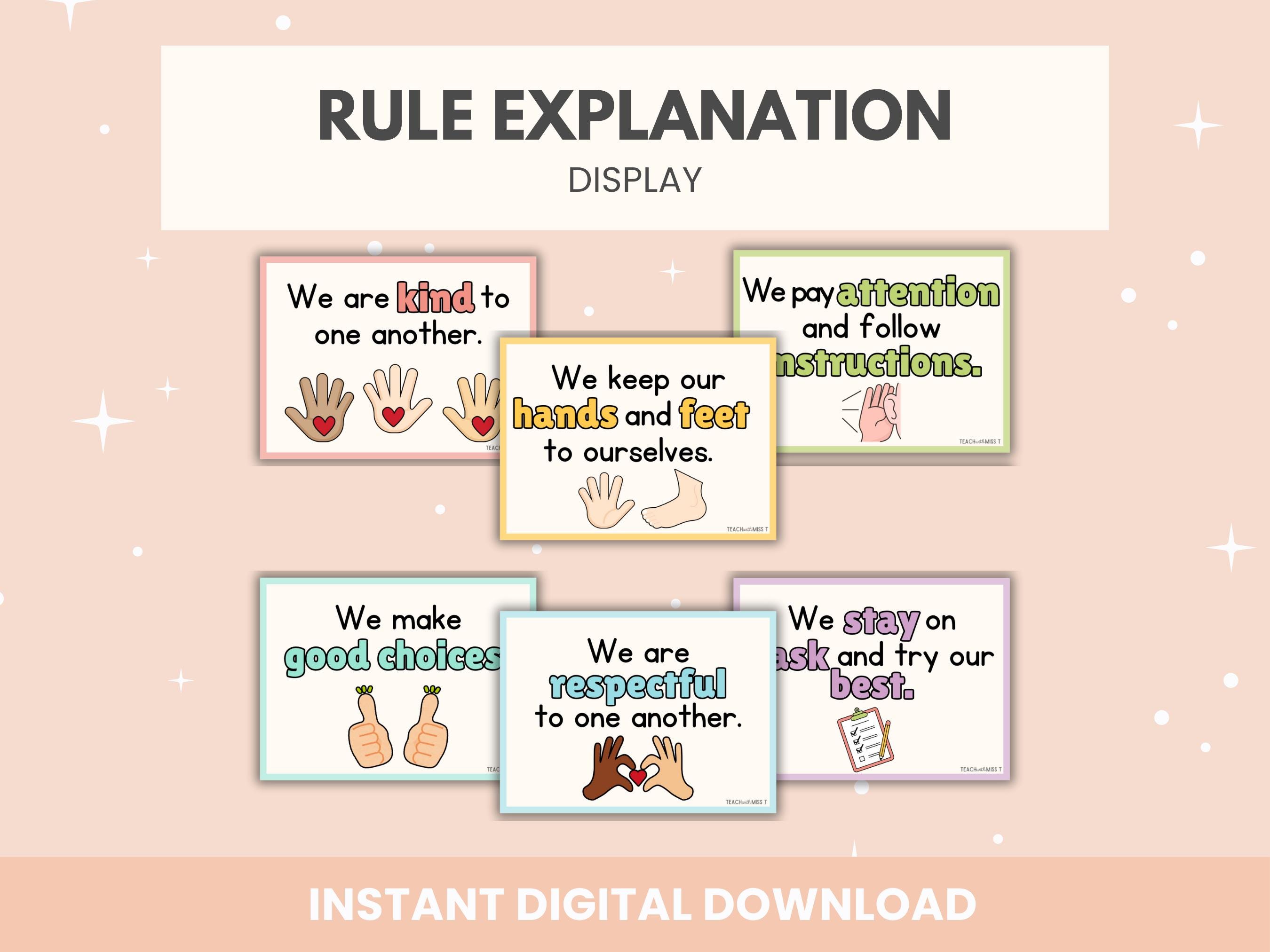 Classroom Rules Posters: Rainbow Classroom Expectations Display ...