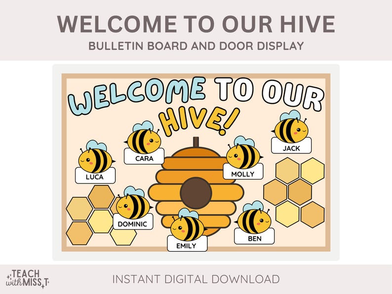 Welcome to Our Hive Classroom Display Bee Back to School Bulletin Board ...