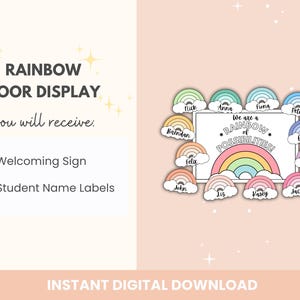 Rainbow Classroom Door Display: Editable Student Name Labels (digital ...