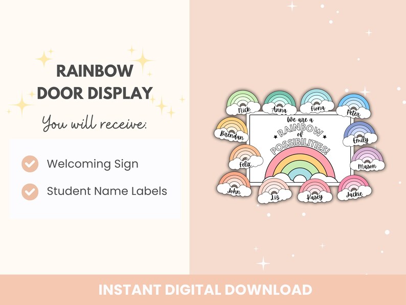 Rainbow Classroom Door Display: Editable Student Name Labels (digital ...