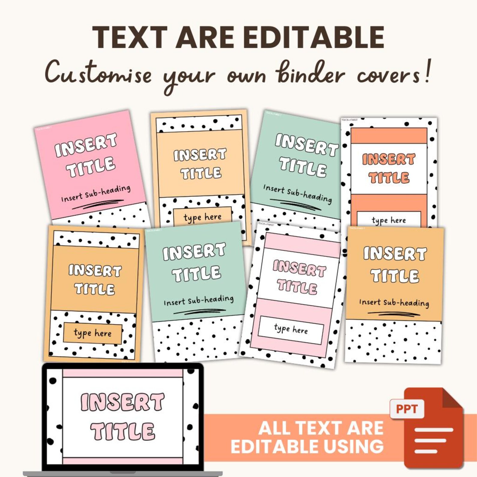 Spotty Boho Binder Covers and Spines: Editable Teacher Printables ...