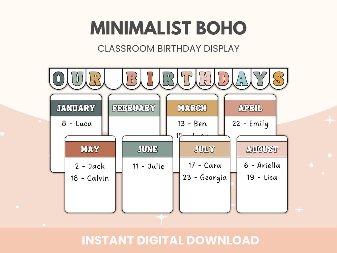 Boho Classroom Birthday Display Bundle | Birthday Bulletin Board Kit ...