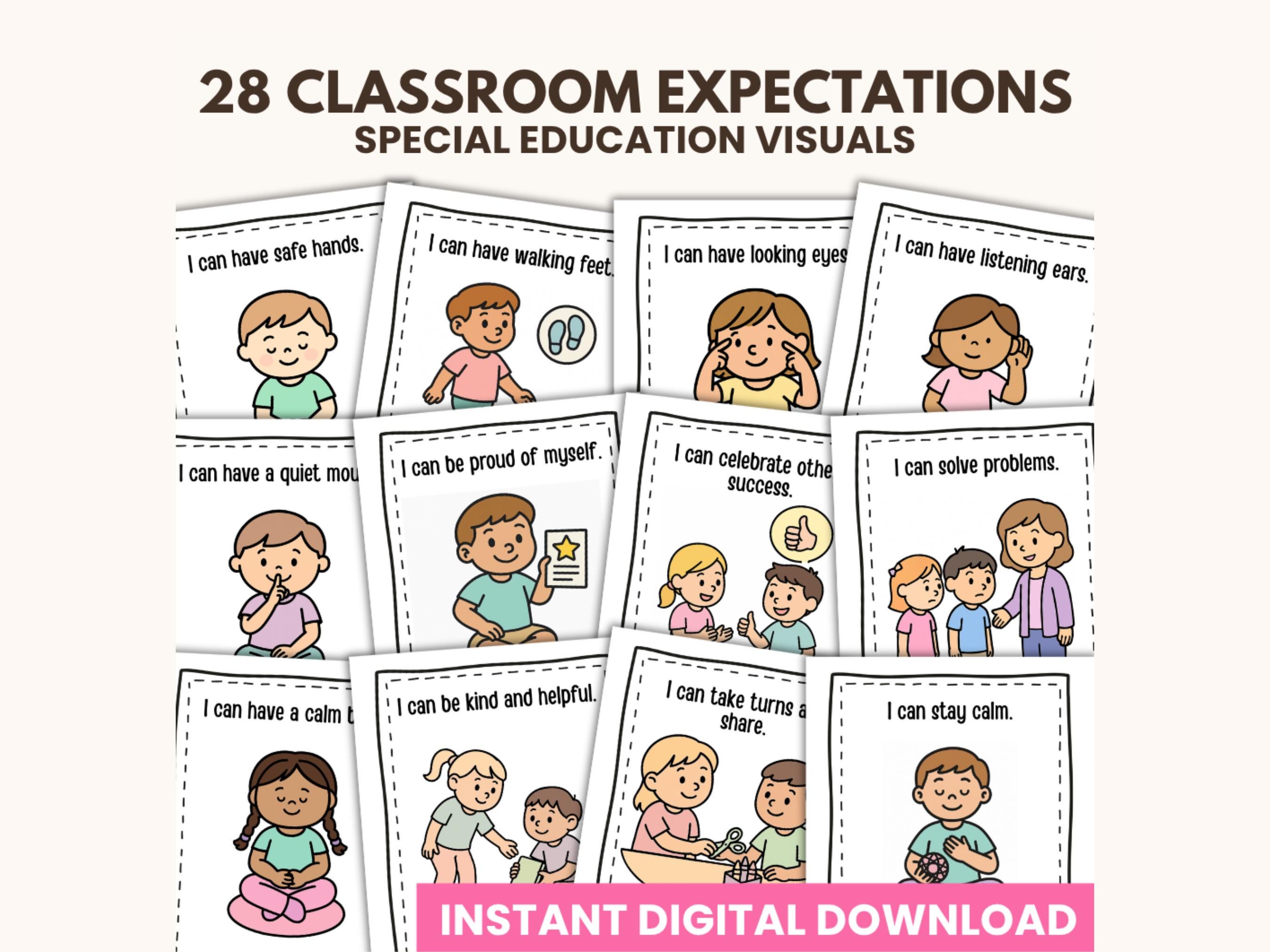 28 Classroom Expectations Visuals Posters: Special Education ...