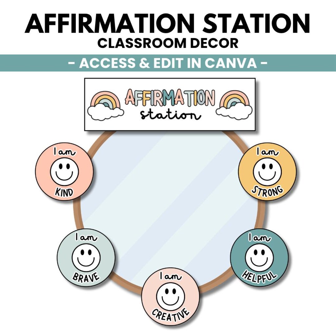 Classroom Affirmation Station Display | Boho Classroom Decor (digital ...