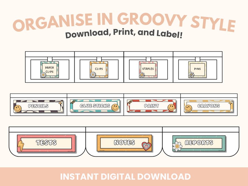 Groovy Retro Classroom Labels Template | Classroom Labels Editable ...