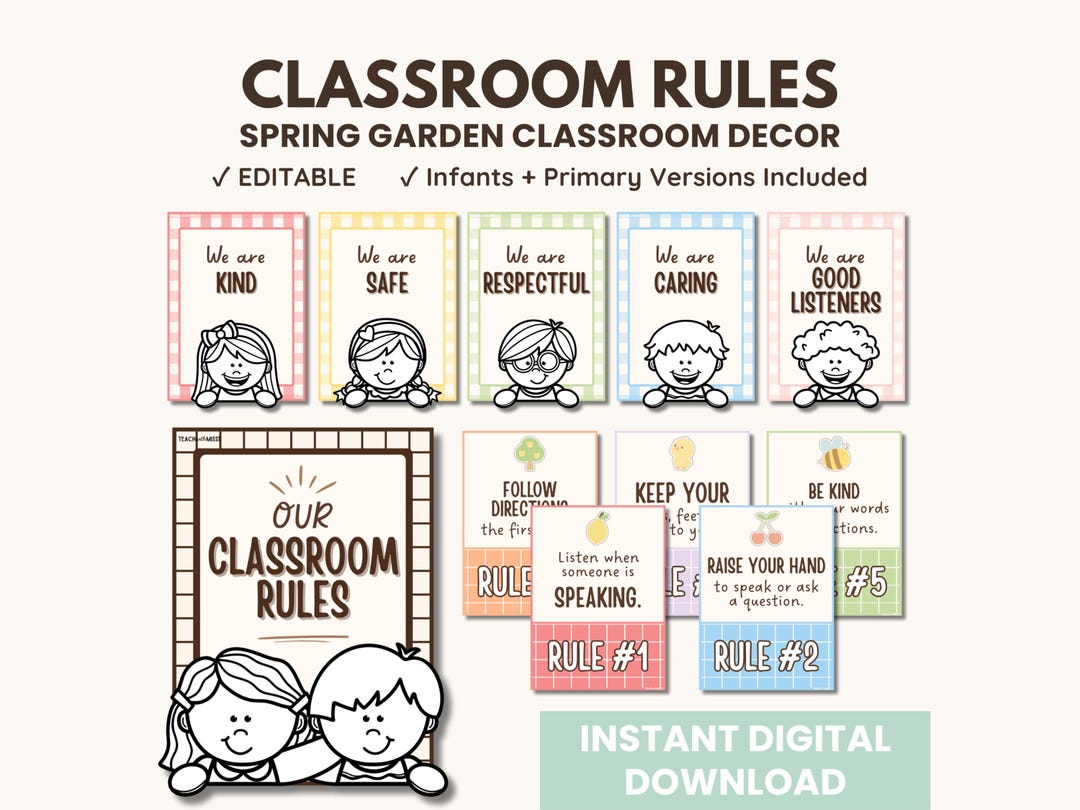 Spring Garden Classroom Rules Posters: Teacher Printables (digital ...
