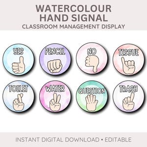 Watercolour Classroom Hand Signals Display Hand Signals Classroom ...
