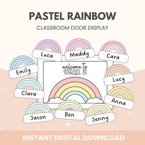 Pastel Rainbow Classroom Door Display | Classroom Door Sign | Classroom ...